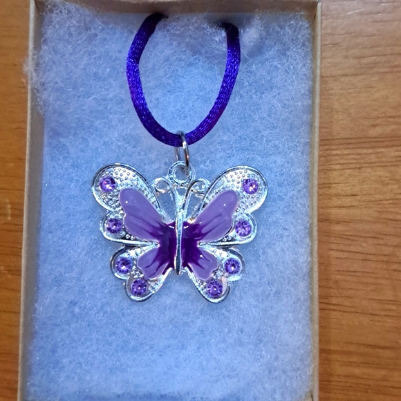Jewelry | Purple Crystal Butterfly Necklace | Poshmark